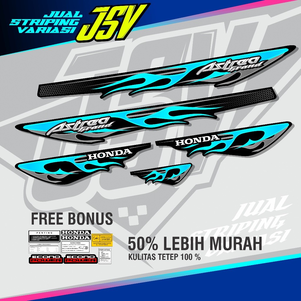 Jual Striping Variasi Honda Astrea Grand Stiker Motor FLAME Api ...