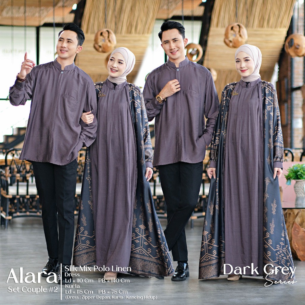 Jual Alara Set Couple Dress Kurta Muslim Silk Mix Polo Linen Motif ...