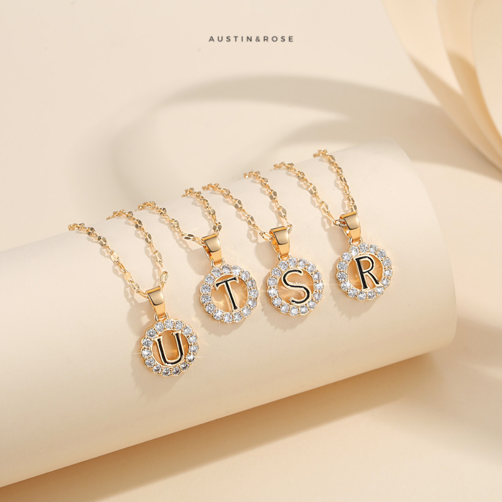 Jual Austin & Rose Jewelry Kalung Huruf A-Z Liontin Permata Huruf ...