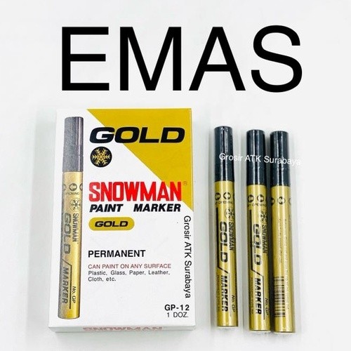 Jual ( StaLand ) Spidol Snowman Paint Marker Permanen Besar Sedang EMAS ...