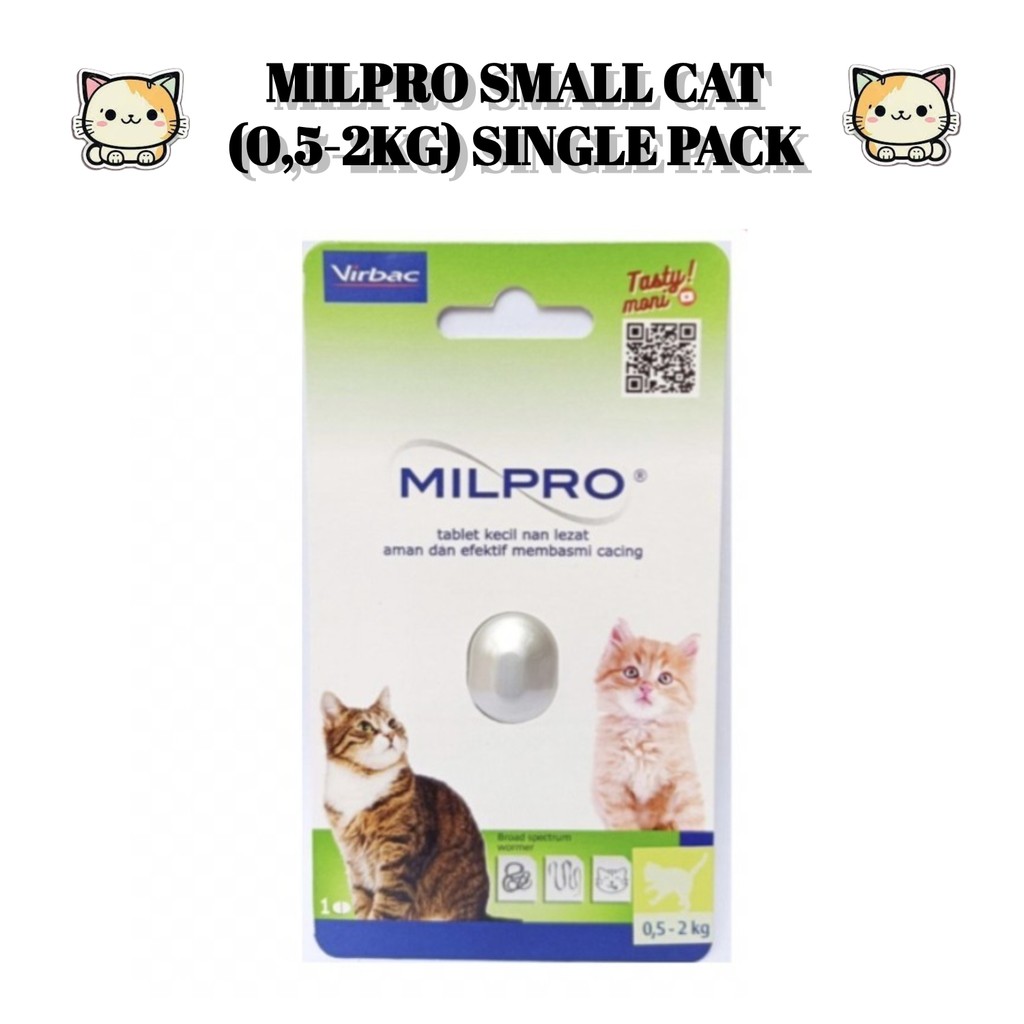 Jual Obat Anti Cacing Kucing Kecil Virbac Milpro Kitten Small Cat 1 ...
