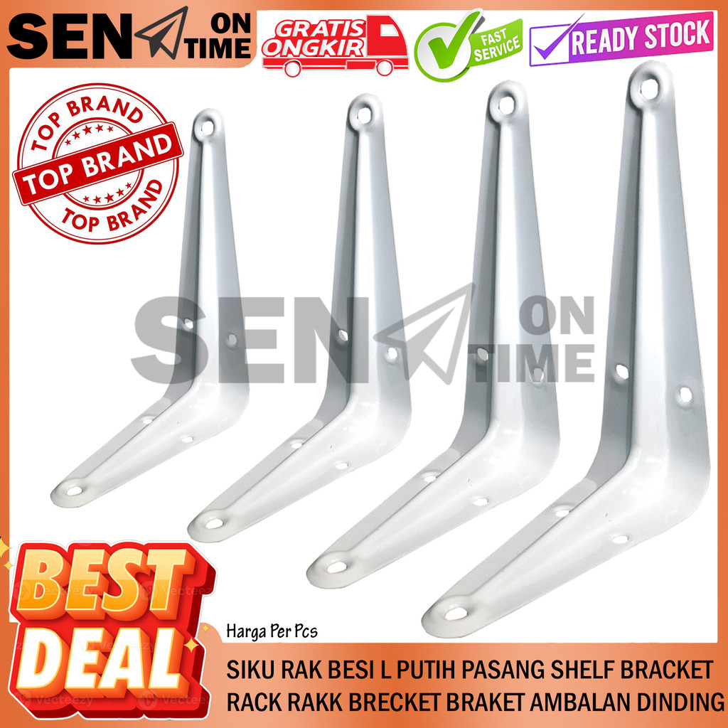 Jual Braket Ambalan Siku Rak Besi Buku L Putih Pasang Shelf Bracket ...