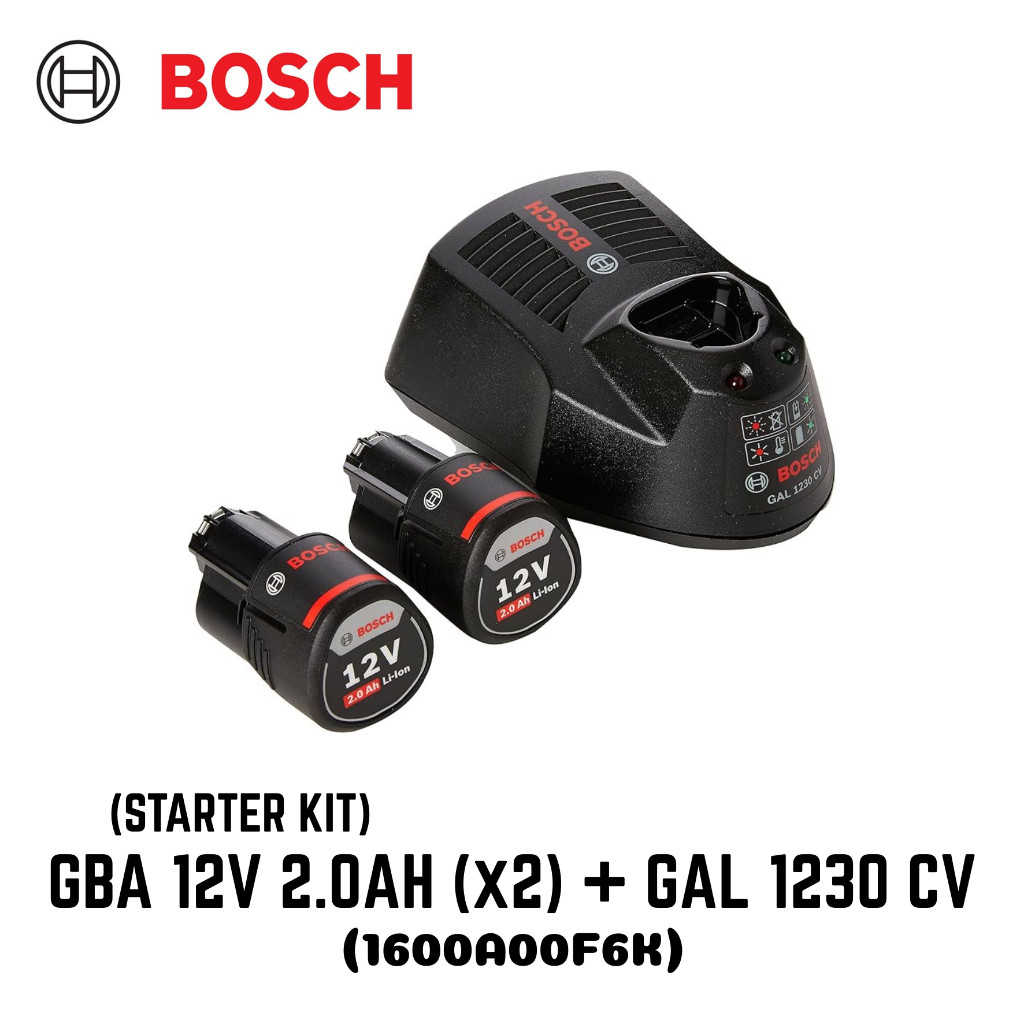 Jual Starter Kit Baterai GBA 12V 2.0Ah x2 & Charger GAL 1230 CV BOSCH ...