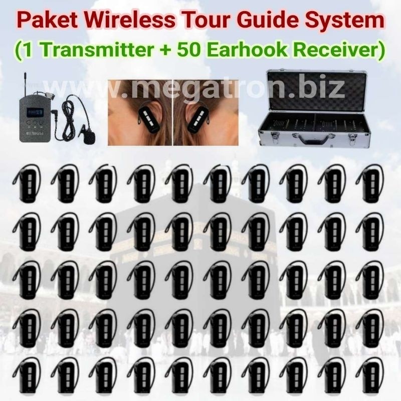Jual Paket Wireless Tour Guide System 1 Transmitter + 50 Earhook Receiver + Koper charging ...