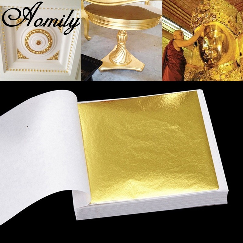 Jual 100 Lembar Kertas Foil Emas Gold 24K Leaffoil Sheet Prada Sepuhan ...