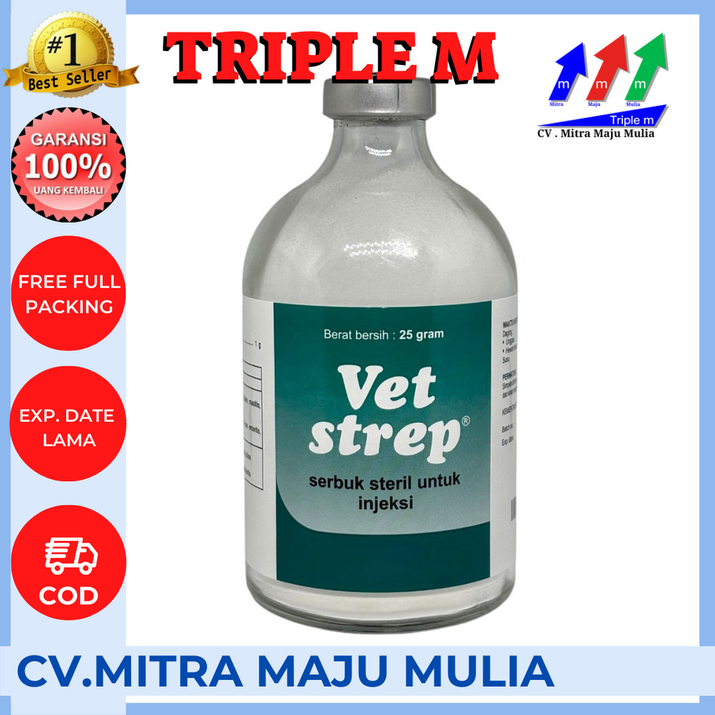 Jual VET STREP 25 gr VETSTREP - Mengobati Hewan Mastitis Crd Pernafasan ...