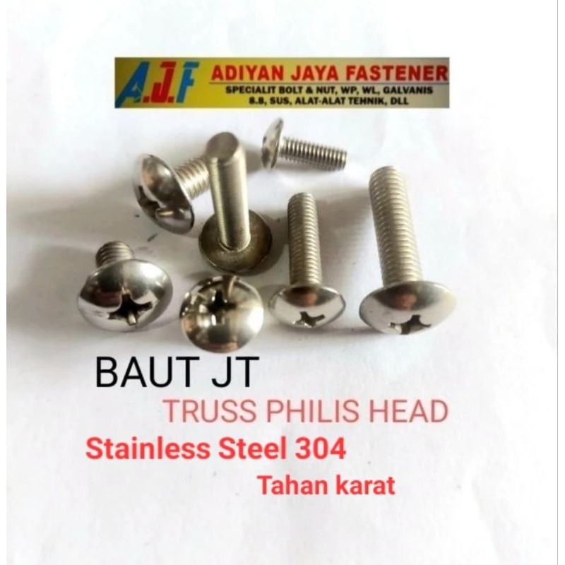 Jual Baut jt Stainless 304/ M.4 ( Panjang 8mm-1cm-1,2cm-1,5cm-2cm-2,5cm-3cm-3,5cm ) p.0,7 ...