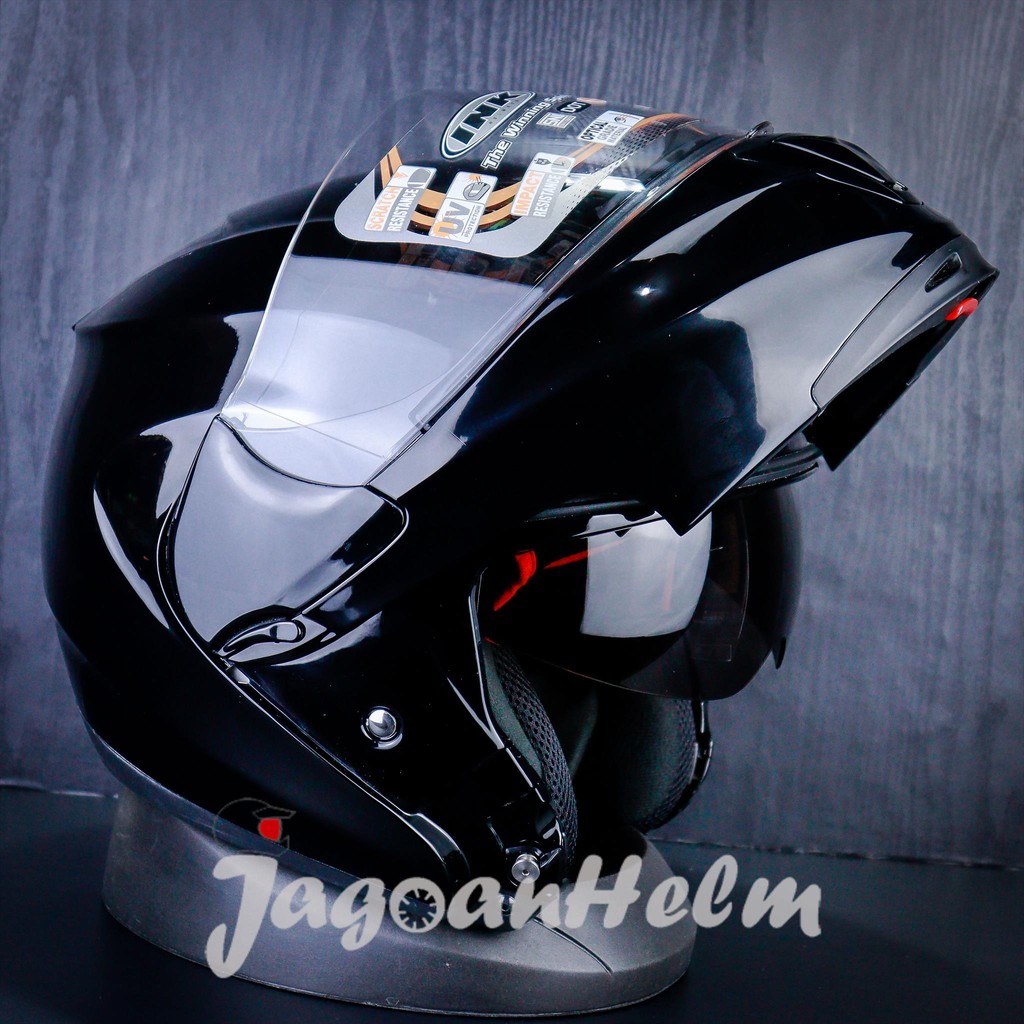 Jual INK HELM TOP GEAR 5.0 SOLID | BLACK GLOSSY | MODULAR DOUBLE VISOR ...