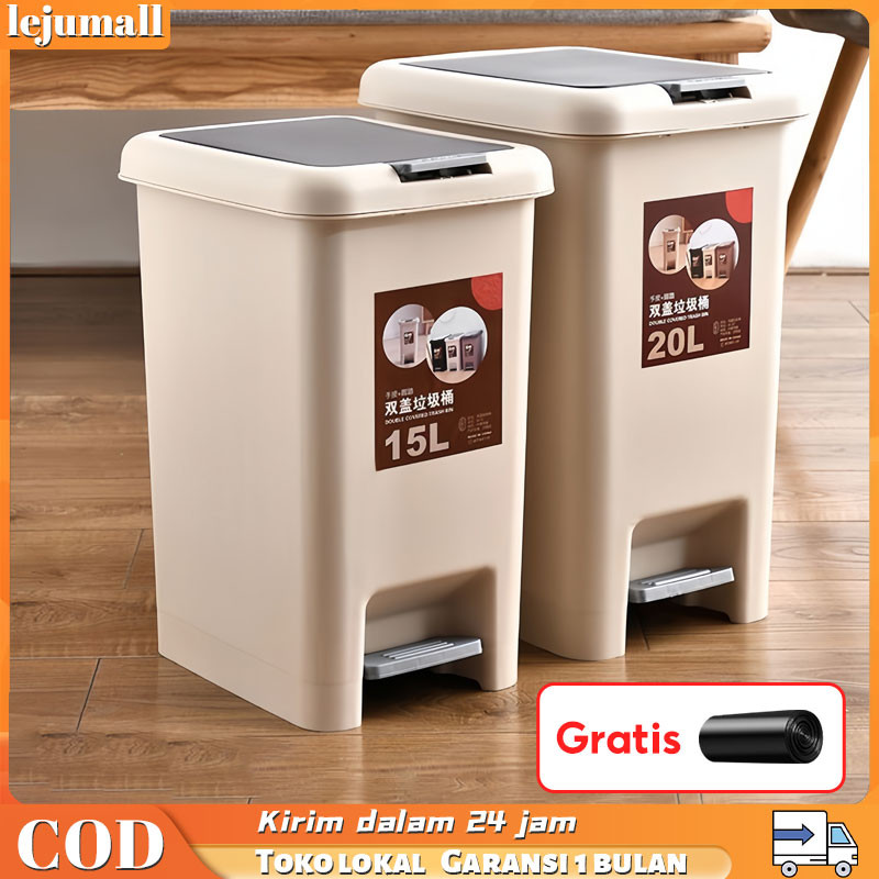 Jual Tempat Sampah Injak 8L /10L/15L/20L Tong Sampah Plastik Tertutup Trash Bin Kotak Sampah ...