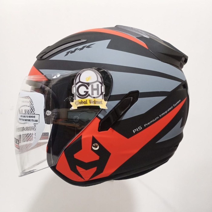 Jual HELM HALF FACE NHK R1 NHK R-1 MOTIF NEMA BLACK RED SILVER DOFF ...