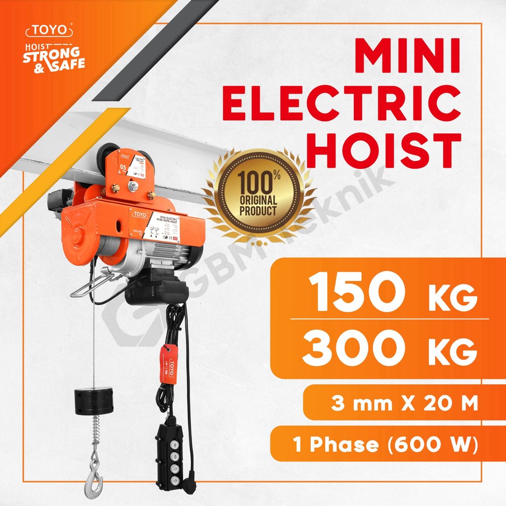 Jual TOYO MINI ELECTRIC HOIST TROLLEY SET/ KATROL LISTRIK + TROLLY SET ...