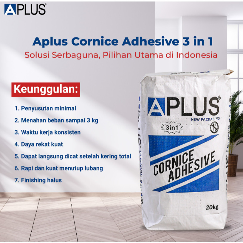 Jual CORNICE APLUS ADHESIVE TAMBAL PLAFON LEM PLAFON GYPSUM RE PACK 1KG ...