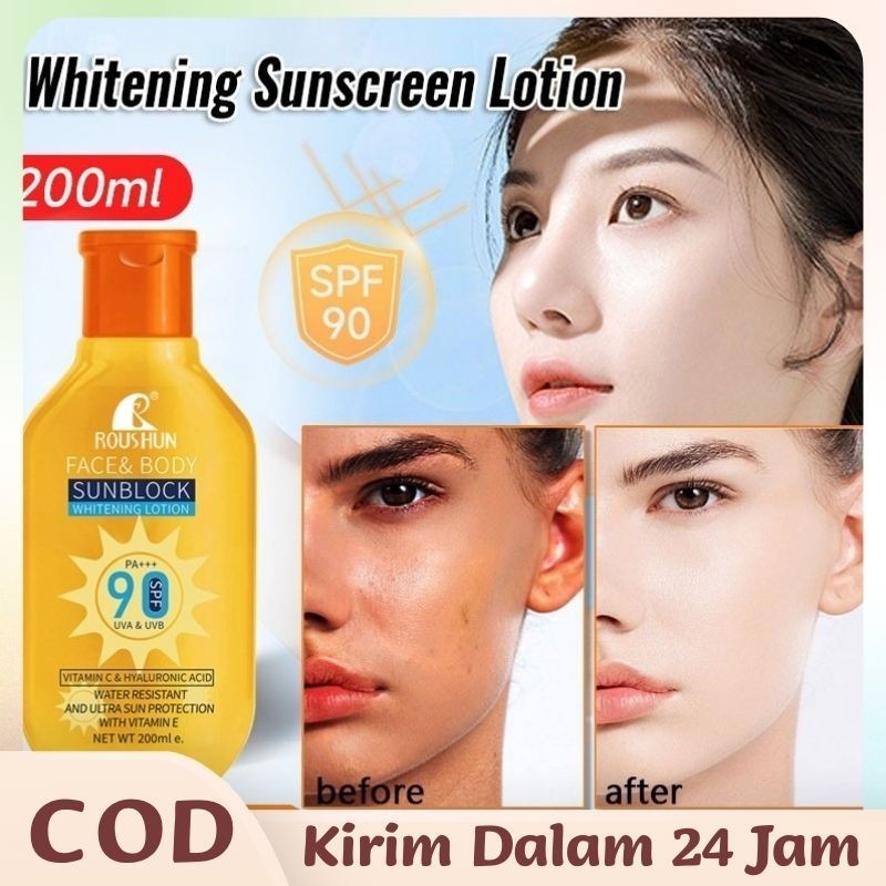 Jual Glowing Up Sunscreen Lotion SPF 90 PA ++++ Wajah Dan Badan Whitening Sunblock Cream ...