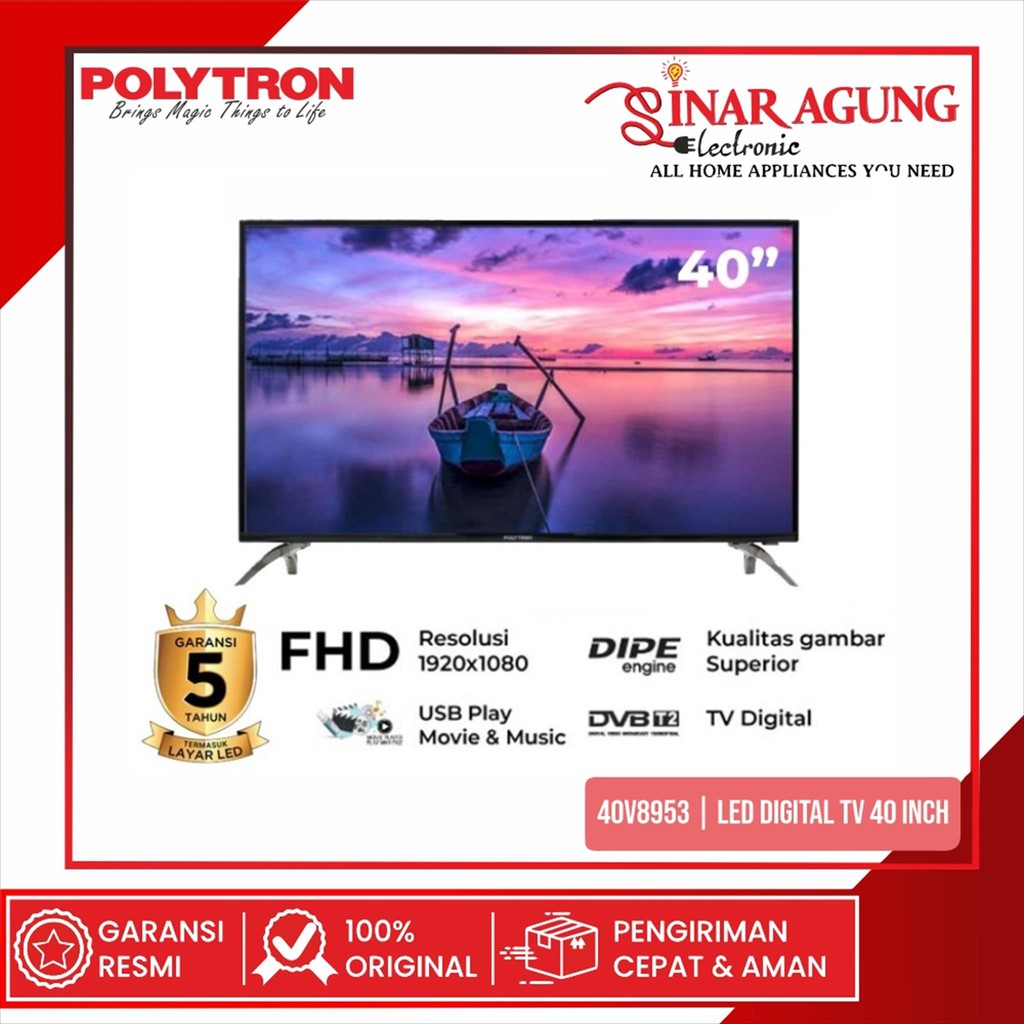 Jual POLYTRON 40V8953 / PLD-40V8953 LED TV DIGITAL 40 INCH - GARANSI ...