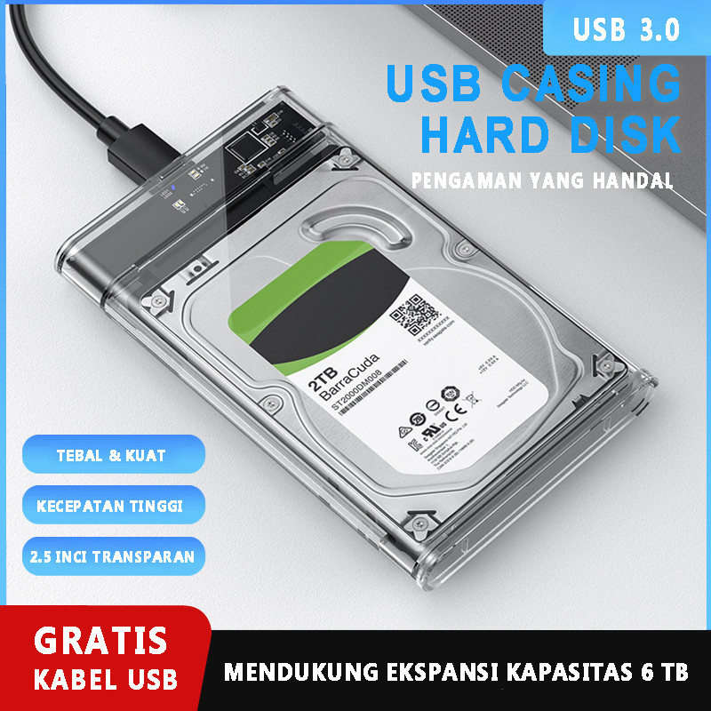 Jual Case Hardisk External HDD SSD Enclosure USB 3.0 External Case 2.5 Inch SATA Hitam ...
