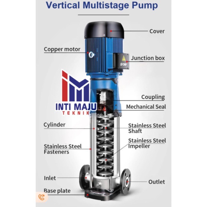 Jual Pompa Booster Feed Pump Cnp Cdmf 3-14 2 hp Vertical Multistage ...