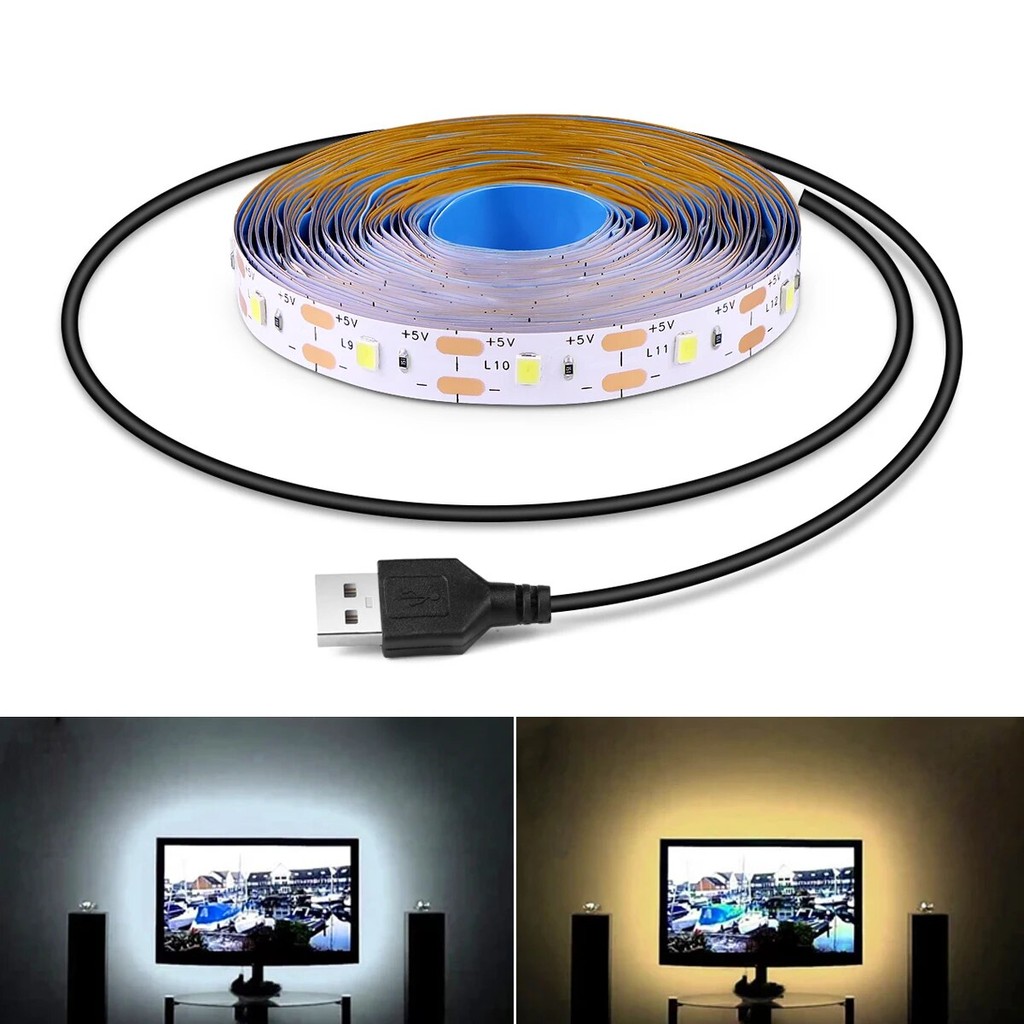 Jual DC 5V USB Lampu Backlight TV LED Strip 2835 Warm White Light ...