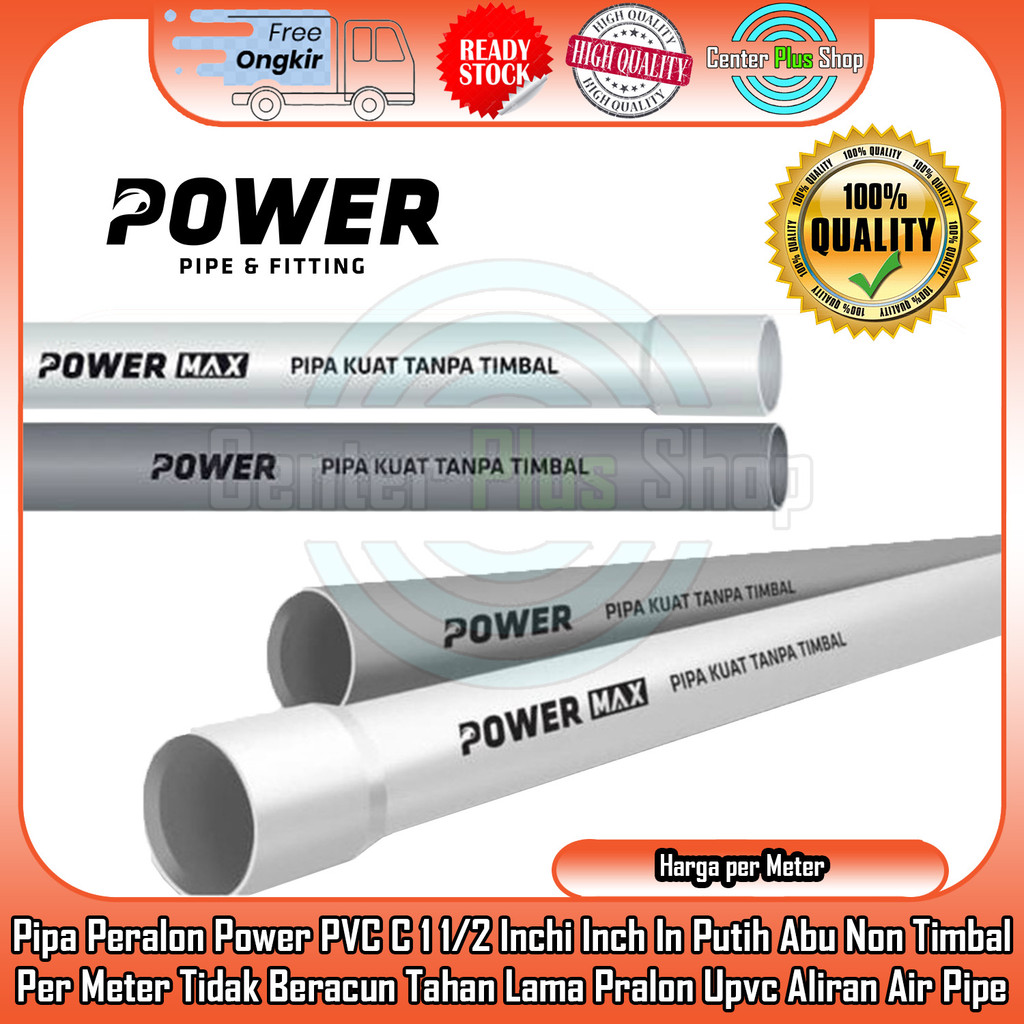 Jual Pipa Paralon Power 1 1/2 Inch Putih Abu PVC Non Tanpa Timbal Per ...