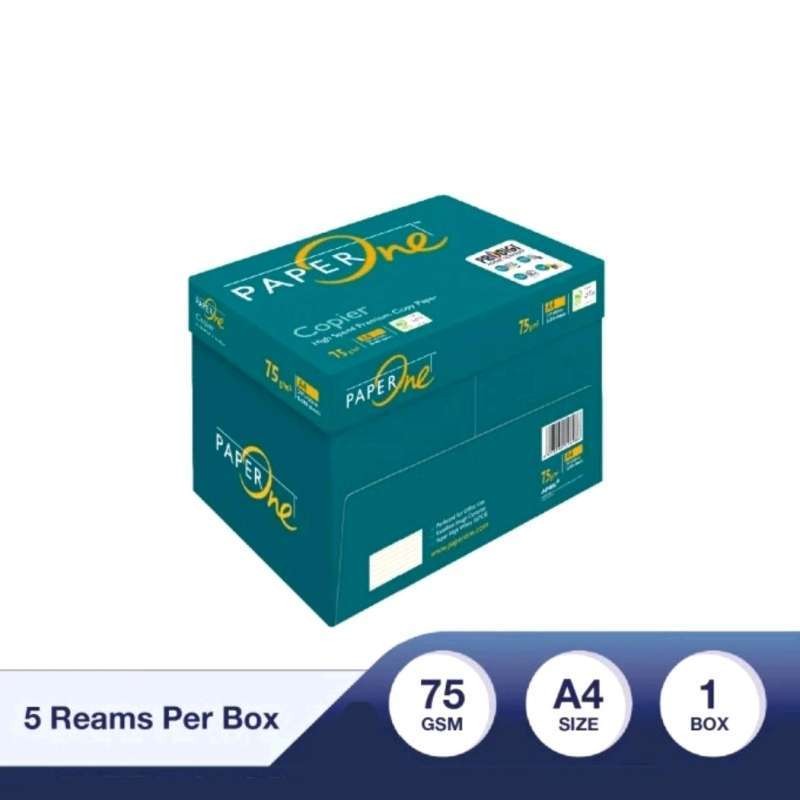 Jual Paper One Kertas HVS A4 75gr Copier 2500 Sheets 1 Box (5 Reams) | Shopee Indonesia