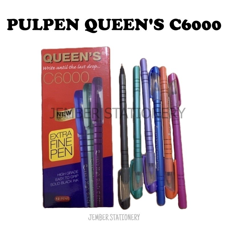 Jual (12pcs) Pulpen Queen’s C6000 | Shopee Indonesia