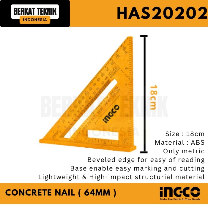 Jual Speed Square (18 cm) - Penggaris Segitiga Siku Tukang - INGCO ...