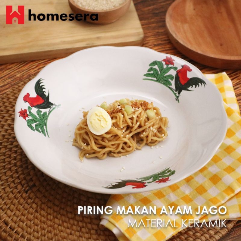 Jual PIRING MAKAN KERAMIK AYAM JAGO DIAMETER 21.5 CM (6biji) | PIRING ...