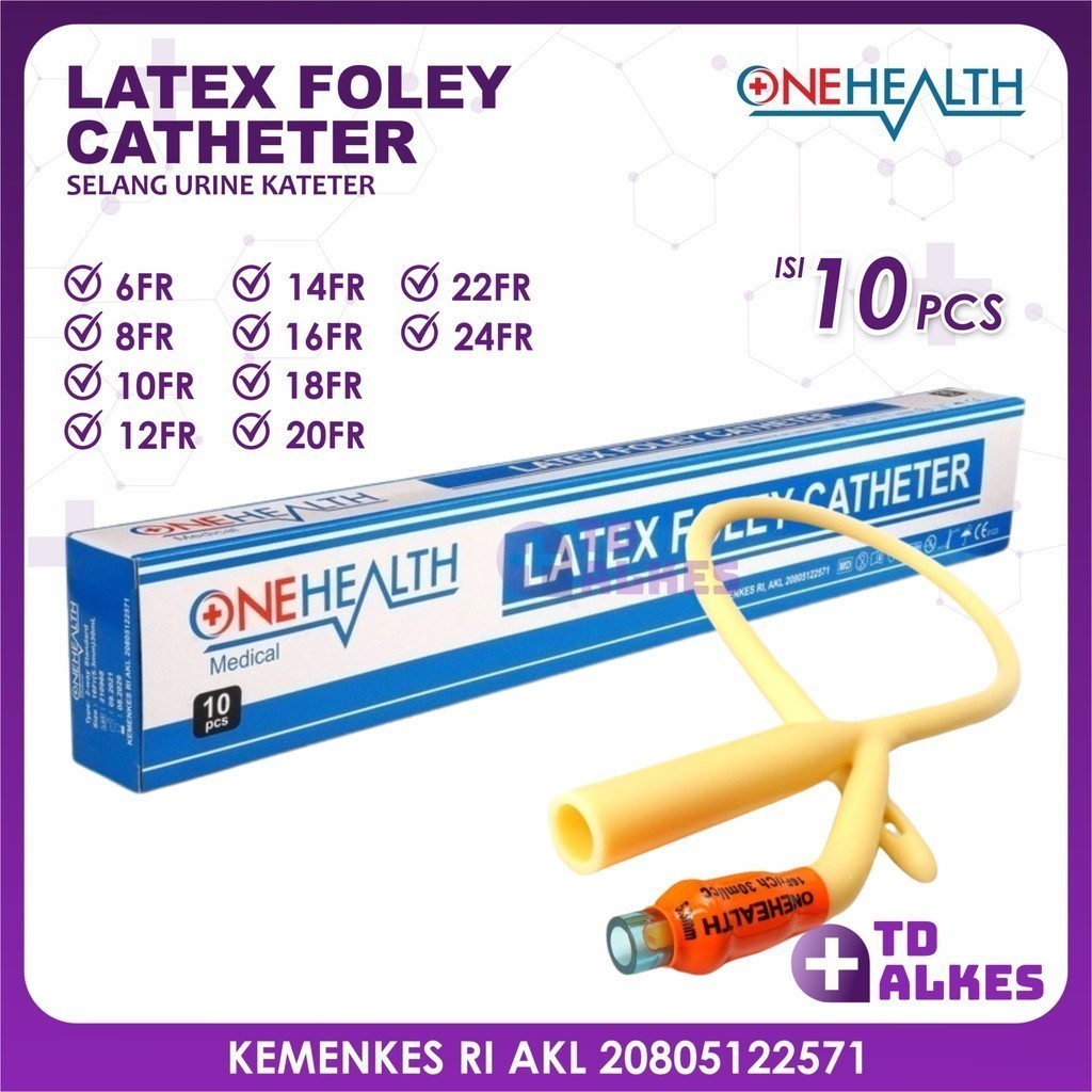 Jual OneHealth Foley Catheter Latex 2 Way Box Selang Urine Kateter Urin ...