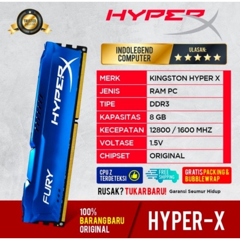 Jual RAM HYPER X DDR3 8GB PC12800 | Shopee Indonesia