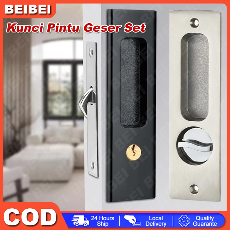 Jual COD Aluminium Kunci Pintu Senyap Kunci Pintu Sliding Geser Set ...