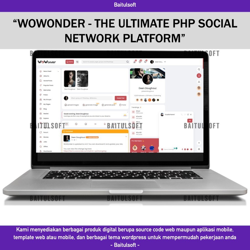 Jual SOURCE CODE APLIKASI WEB WOWONDER - THE ULTIMATE PHP SOCIAL NETWORK PLATFORM D279 ...