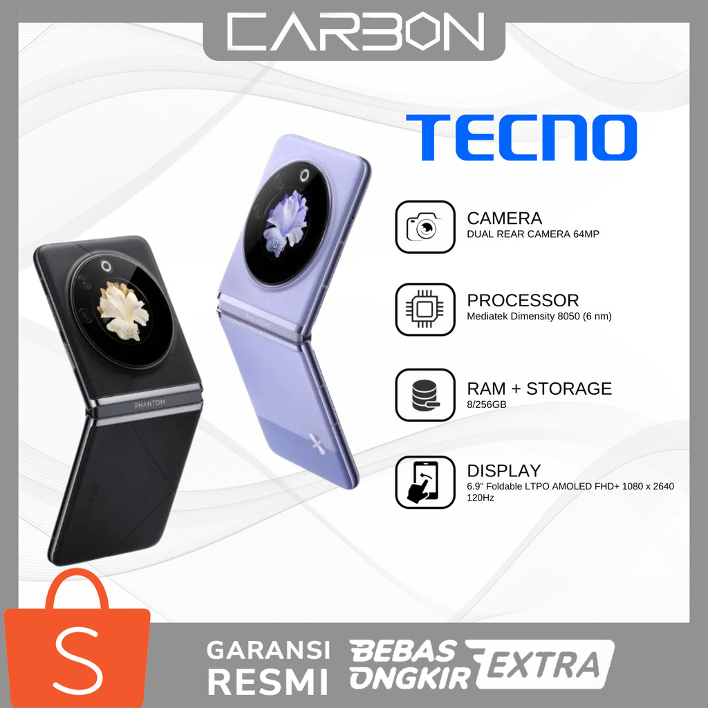 Jual TECNO PHANTOM V Flip 5G - 8+8GB*+256GB, 64MP Ultra-clear Cam ...