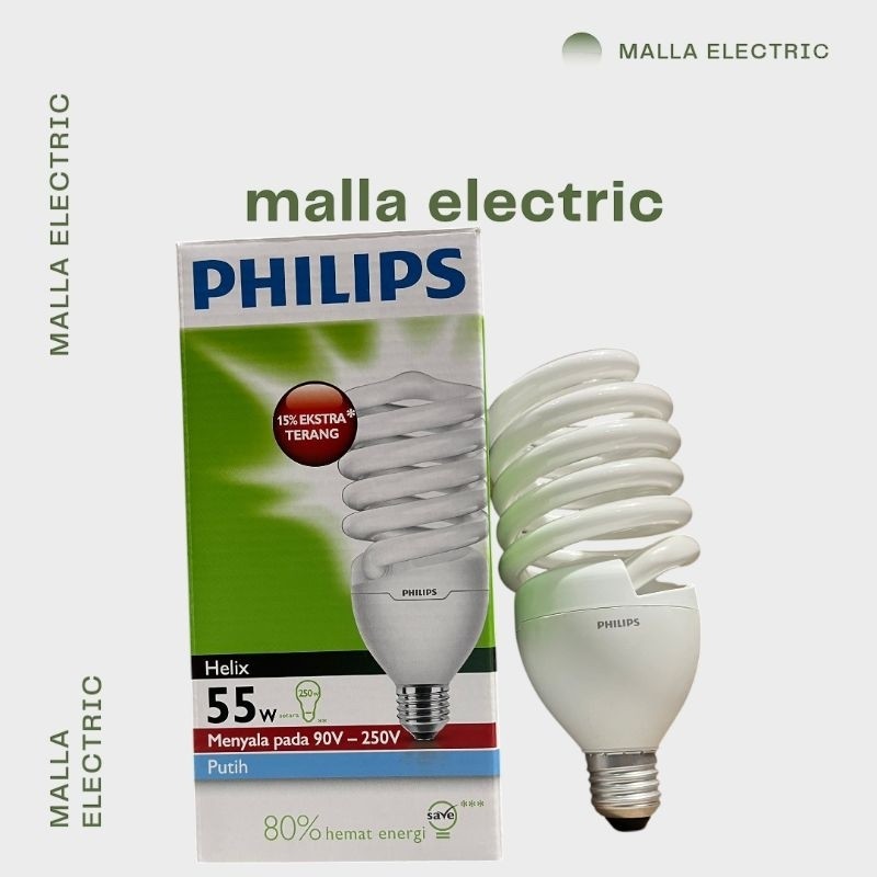 Jual philips lampu HELIX 55 Watt putih tornado spiral dan bergaransi | Shopee Indonesia