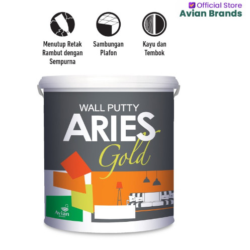 Jual PLAMIR INSTAN CAT DASAR TEMBOK KAYU ARIES GOLD 1KG TAMBAL PLAFON ...