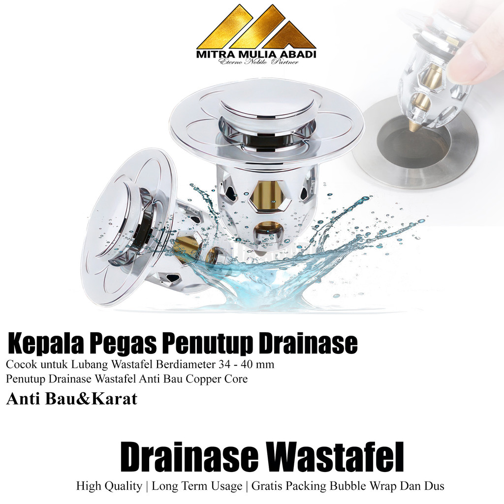 Jual Kepala Pegas Penutup Drainase Wastafel Anti Bau Copper Core ...