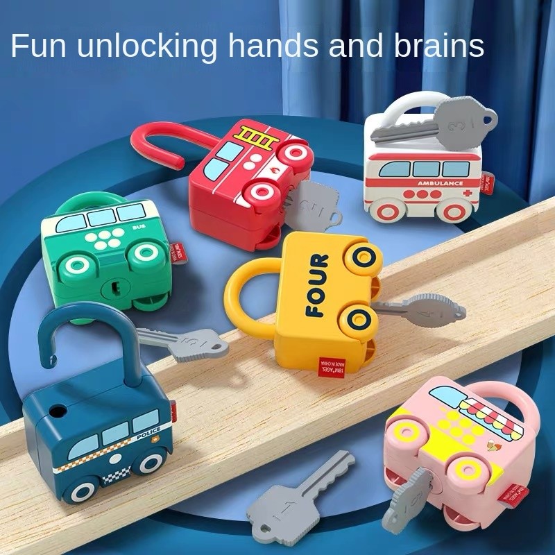 Jual Baby Learning Lock with Key Car Games Montessori Educational Toy ...