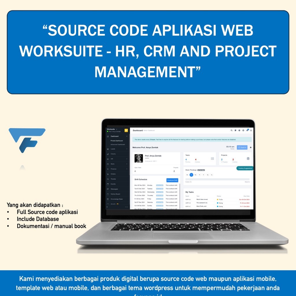 Jual SOURCE CODE APLIKASI WEB WORKSUITE - HR, CRM AND PROJECT MANAGEMENT | Shopee Indonesia