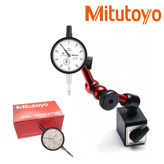 Jual Paket Dial Indicator MITUTOYO 2046A + Magnetic Base Flexible Mini Dudukan Indikator Set ...