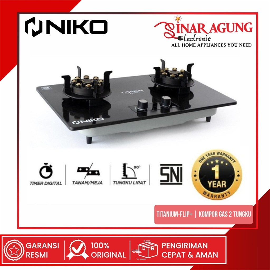 Jual NIKO TITANIUM FLIP PLUS KOMPOR GAS TANAM 2 TUNGKU WITH TIMER ...