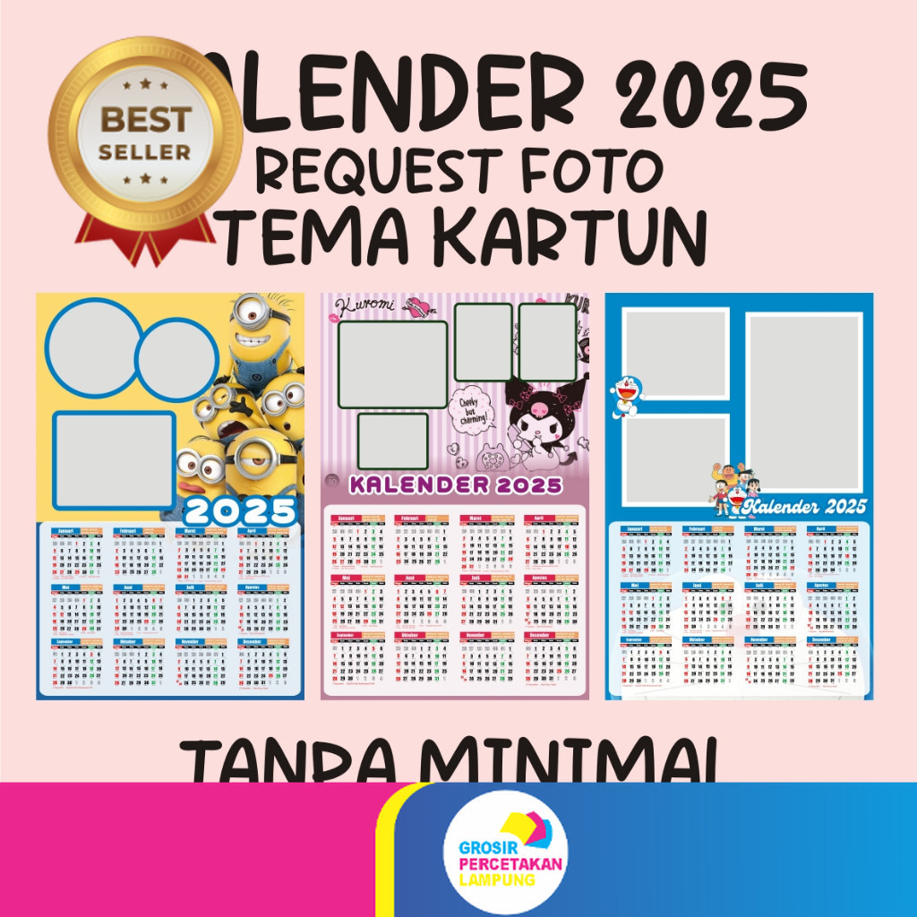 Jual Promo!!! ( COD ) KALENDER DINDING 2025 CUSTOM FOTO UKURAN 32 x 48 ...