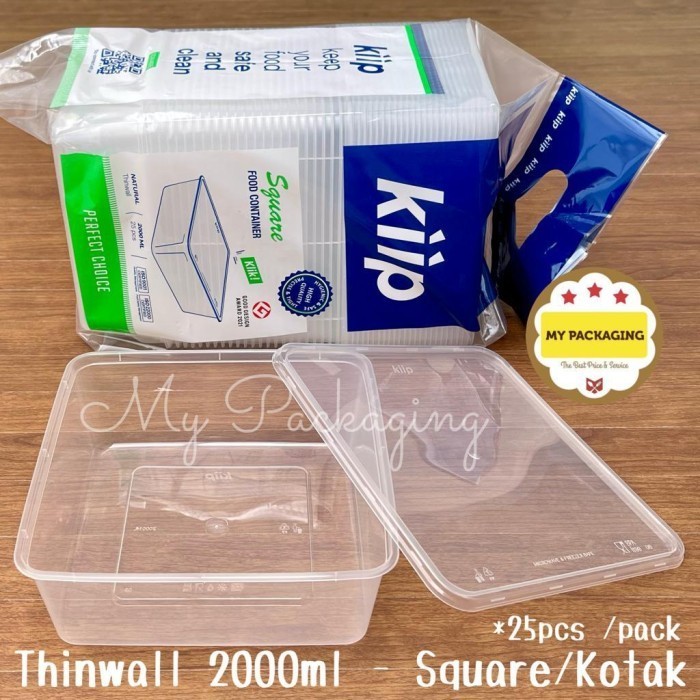 Jual Thinwall Square 2000ml Kotak - 25 pcs | Shopee Indonesia