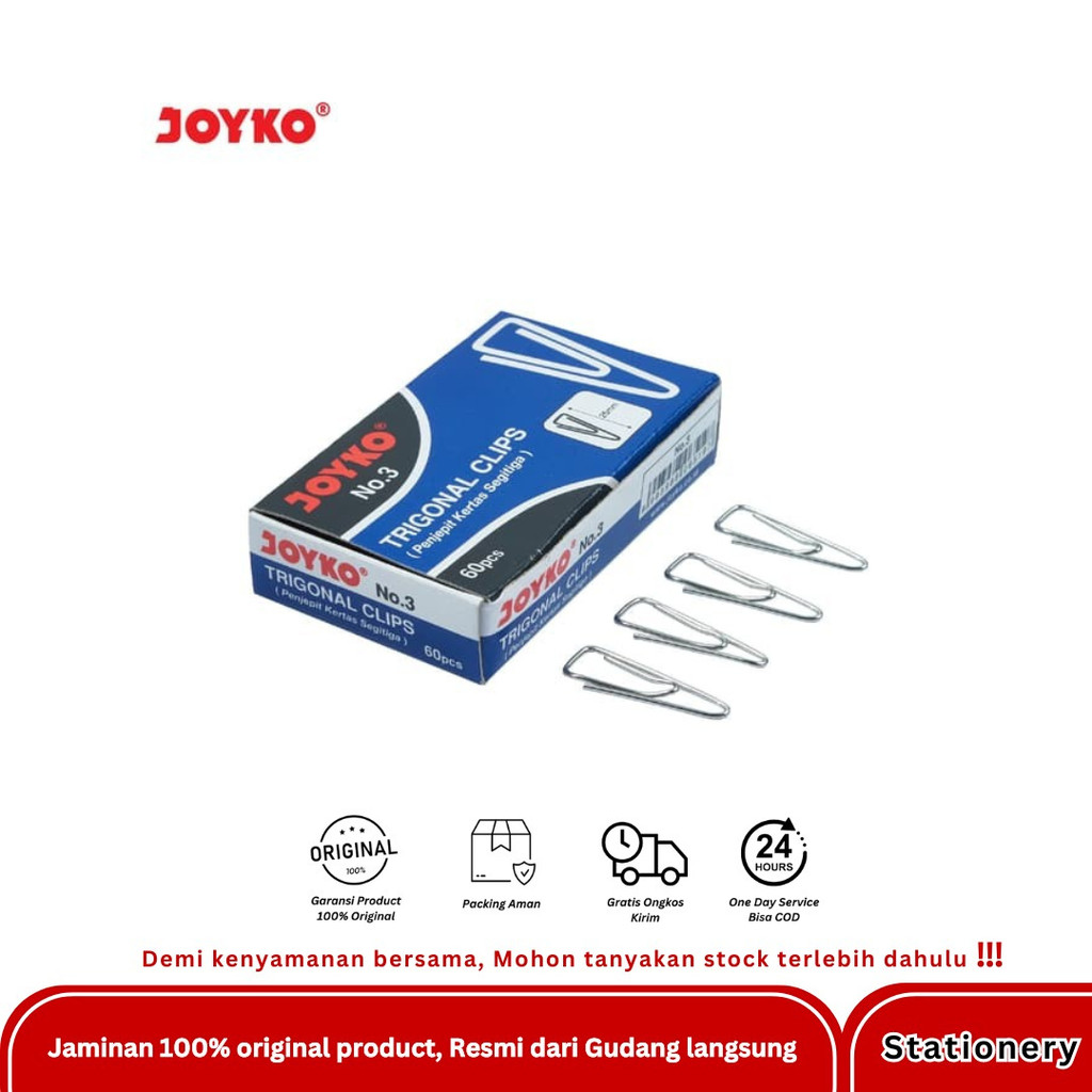 Jual JOYKO PAPER CLIP TRIGONAL NO 3 | Shopee Indonesia