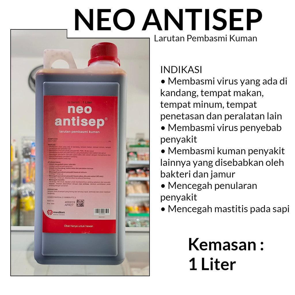 Jual Neo Antisep 1 Liter Obat Pembasmi / Larutan Disinfektan Yang ...