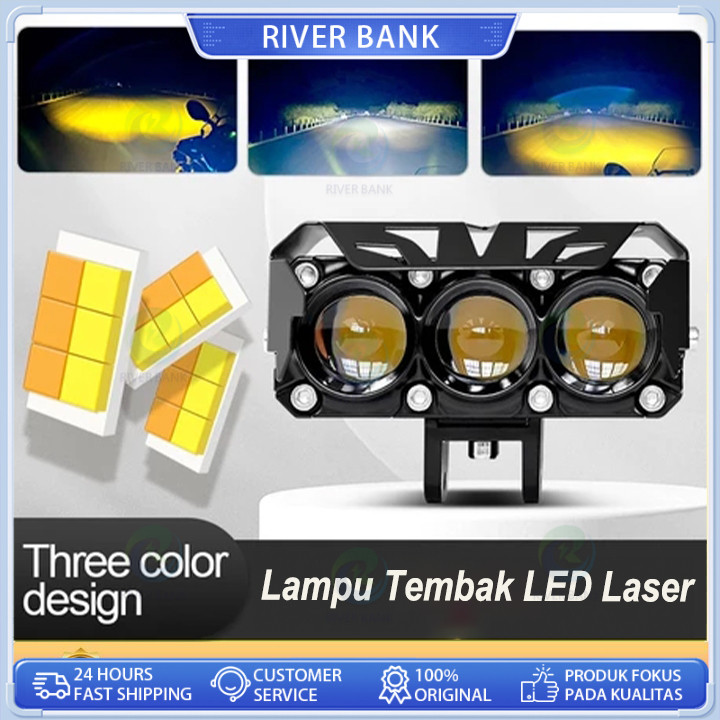 Jual Lampu Tembak LED Laser/Lampu Sorot Laser Q9 3 Mata 2 Warna/HI LOW ...