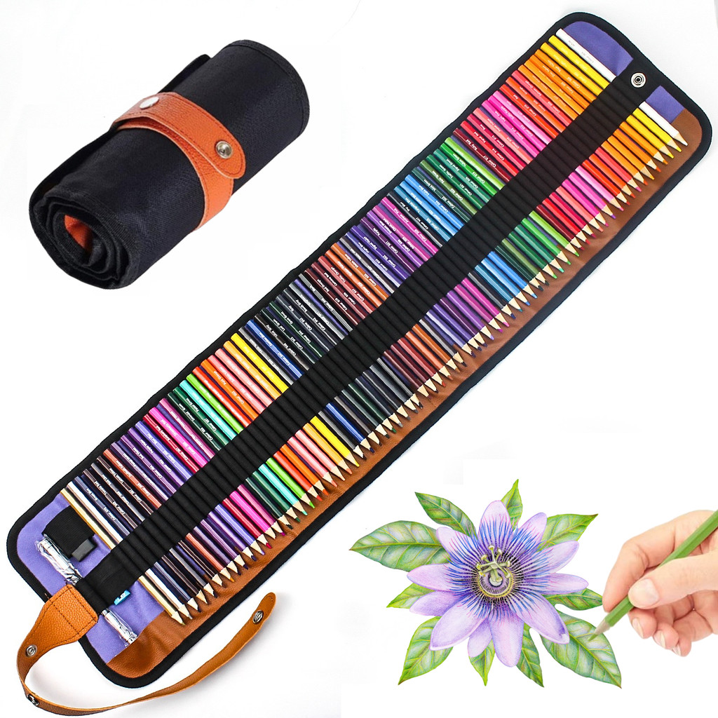 Jual 24-72-Piece Colored Pencil Set with Canvas Roll-Up Case - Perfect ...