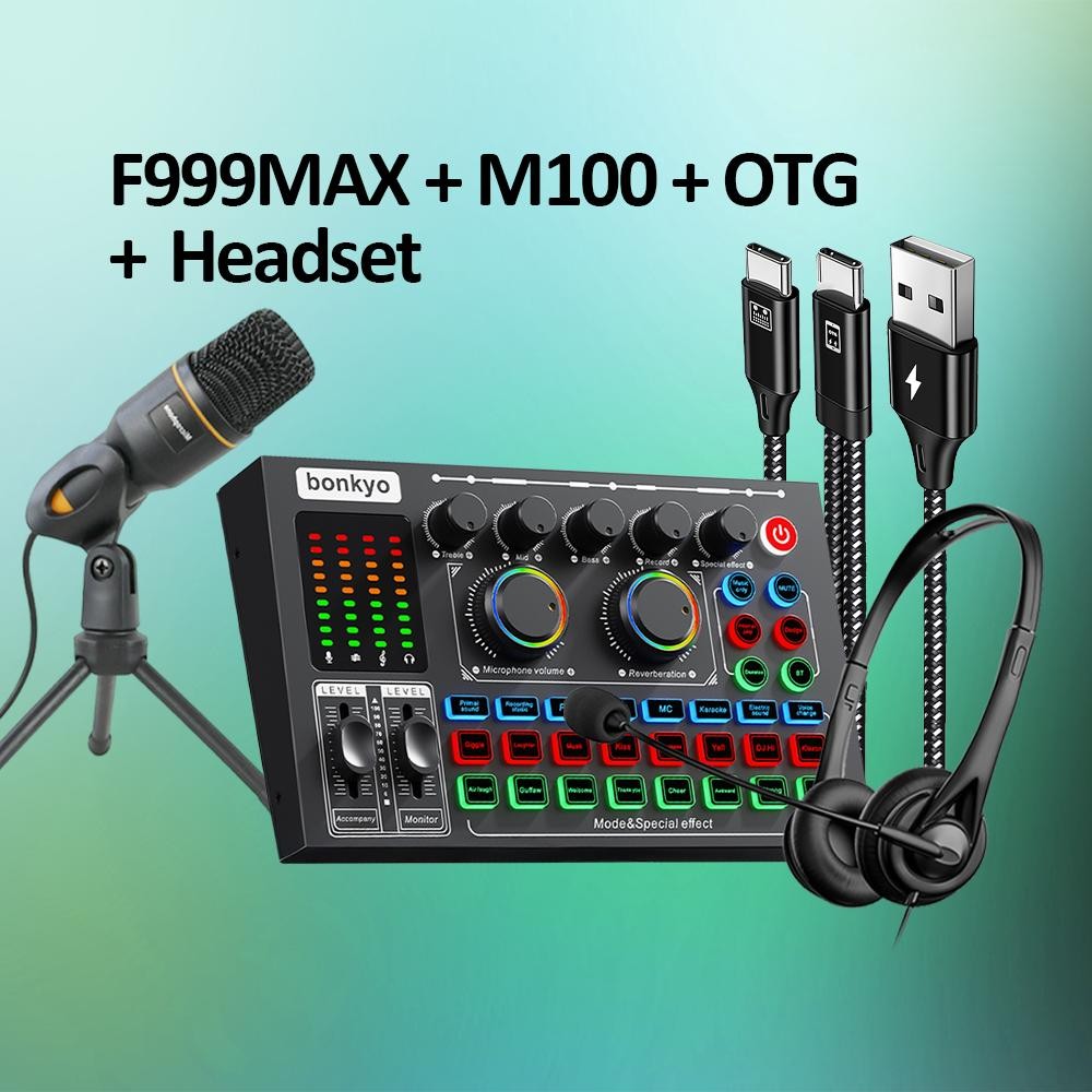 Jual Bonkyo F999MAX SET sound card live broadcast equipment full set ...