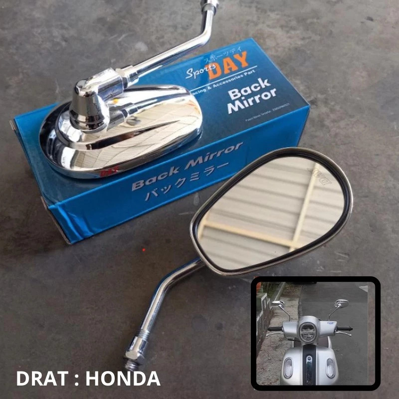 Jual Spion CB 100 125 Retro Oval HD Classic Chome Kaca Putih Honda ...