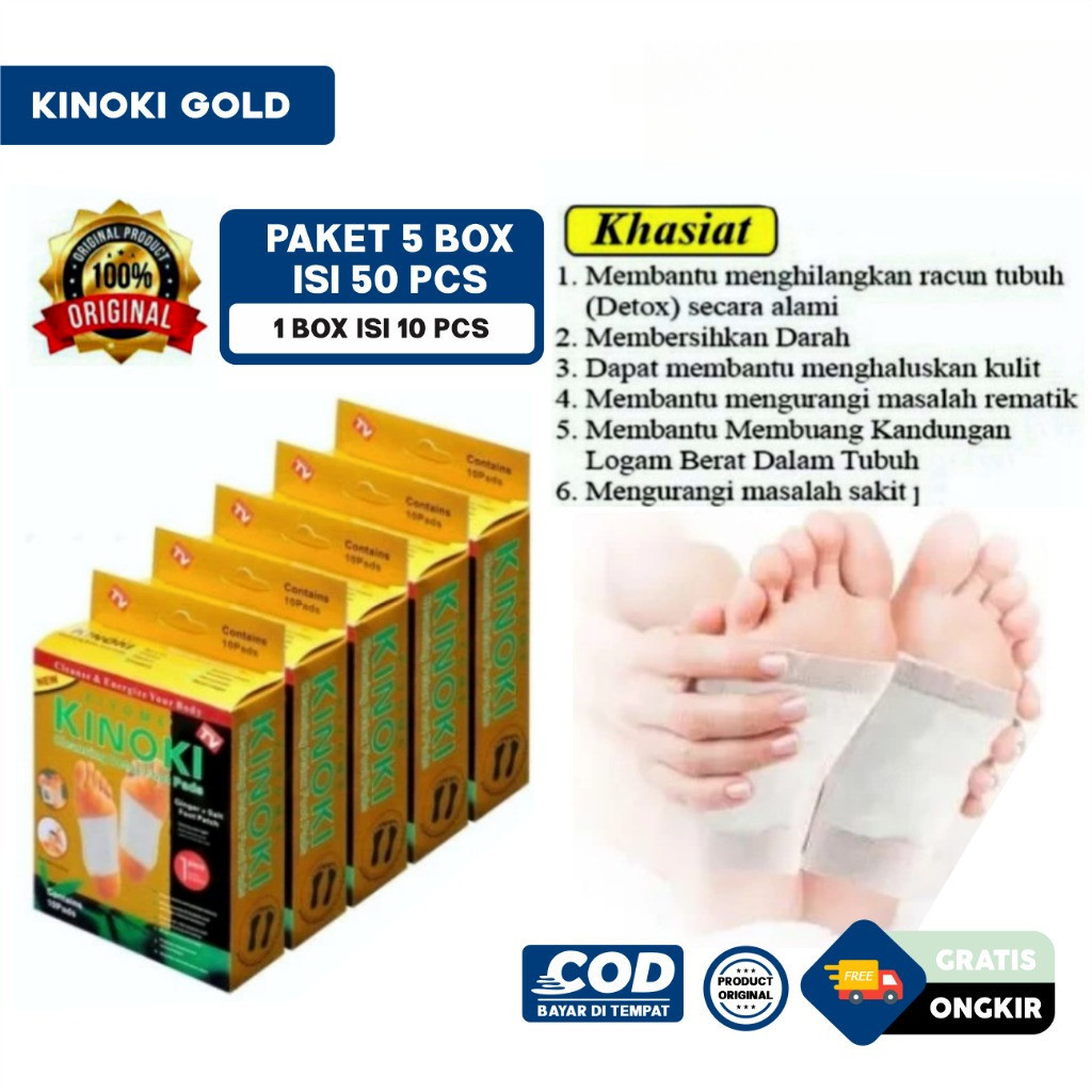 Jual 【COD】 YUDIET( PAKET HEMAT 5 BOX KINOKI 50 PADS ) KINOKI GOLD DETOX ...