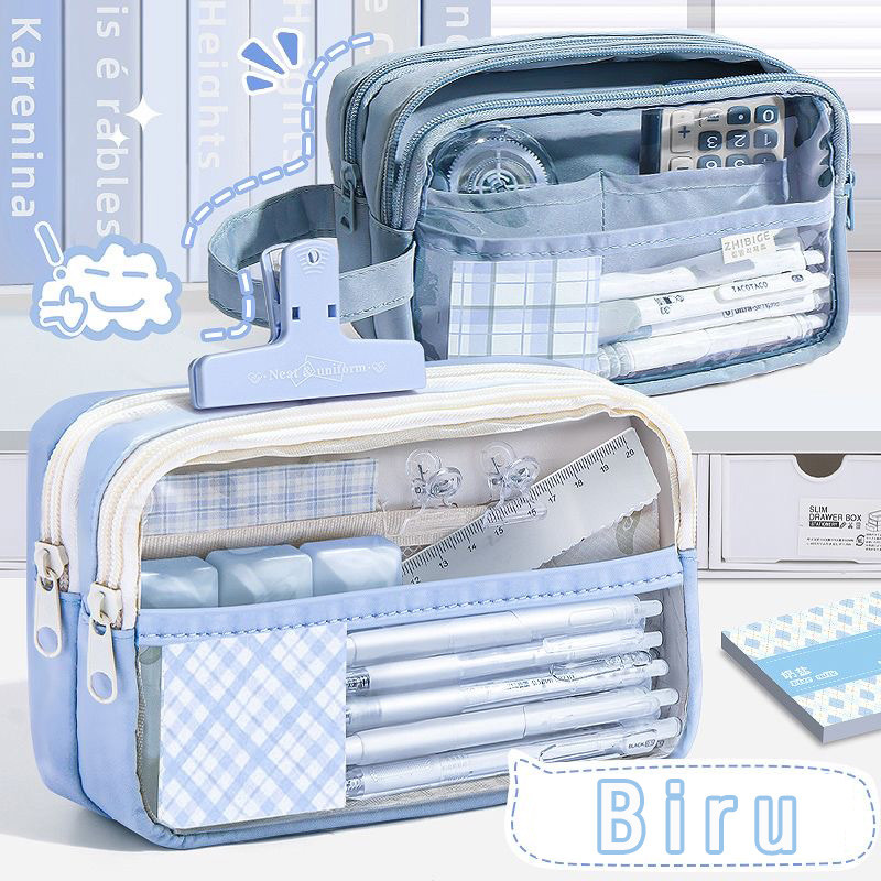 Jual Tempat Pensil Tas Aesthetic Kotak Pensil Case Transparan Besar ...