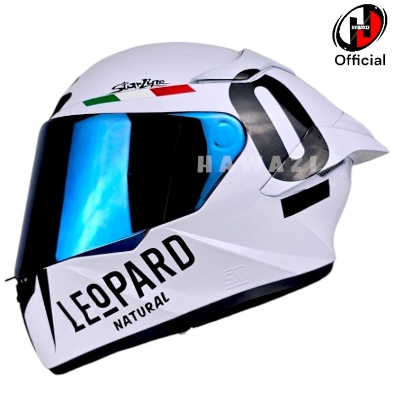 Jual Helm Fullface MLA Model Kyt Ttc Course Putih Paket Ganteng Leopard ...