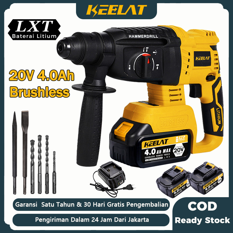 Jual KEELAT 10MM Cordless Heavy Rotary Impact Hammer Drill | Shopee ...